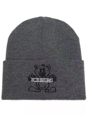 Iceberg Logo-embroidered Wool Beanie - Grey