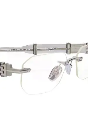 Balmain Geometric-frame Rimless Glasses - Silver