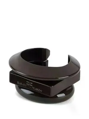 Elisabetta Franchi Lacquered Geometric Cuff Bracelet - Brown