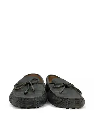 TOD'S Lizard-embossed Bow Loafers - Grey