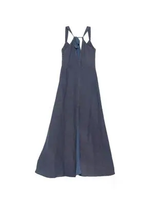 120% Lino Halterneck Flared Maxi Dress