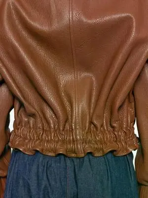 DUCIE Frankie Pebbled Leather Jacket - Brown