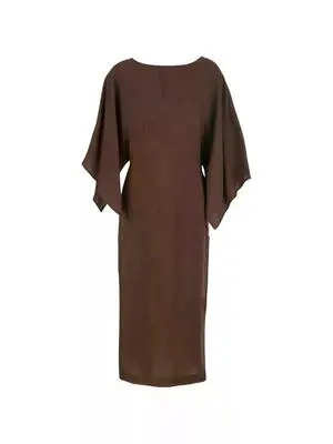MERCI Textured Cape-sleeve Midi Dress
