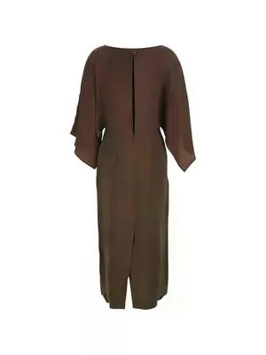 MERCI Textured Cape-sleeve Midi Dress