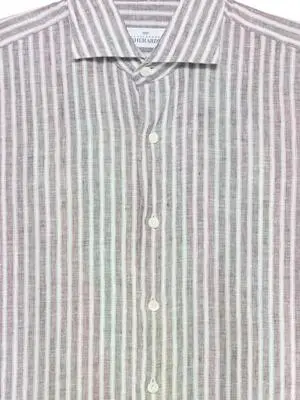 ALESSANDRO GHERARDI Vertical-stripes Linen Shirt - Brown