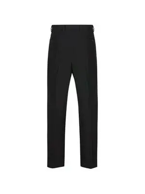 Prada Cotton Slim Fit Trousers With Enamelled Triangle Logo Detail - Black