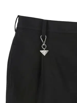 Prada Cotton Slim Fit Trousers With Enamelled Triangle Logo Detail - Black