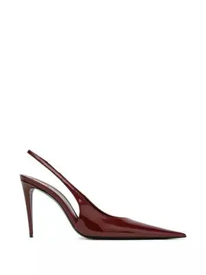 Saint Laurent Guermantes Leather Slingback Pumps - Red
