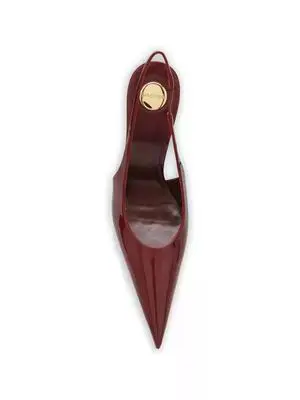 Saint Laurent Guermantes Leather Slingback Pumps - Red
