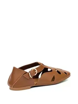FRAU Cut-out Leather Sandals - Brown