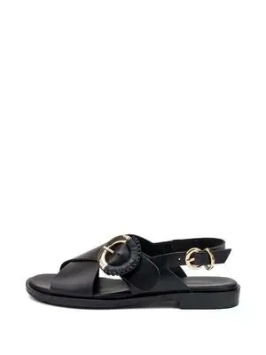 FRAU Raffia-weave Buckle Leather Sandals