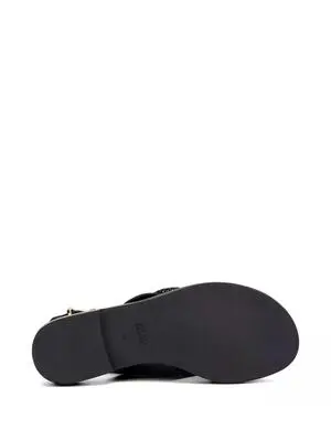FRAU Raffia-weave Buckle Leather Sandals