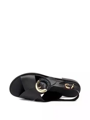 FRAU Raffia-weave Buckle Leather Sandals
