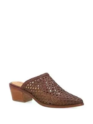 FRAU Hand-woven Leather Mules - Brown