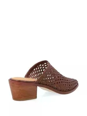 FRAU Hand-woven Leather Mules - Brown