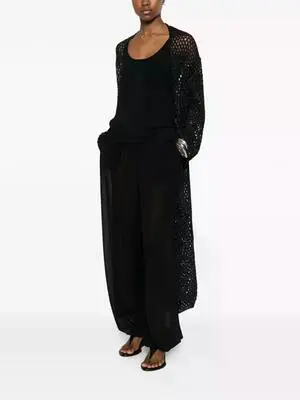 AKEP Sequin-embellished Open-knit Cardigan