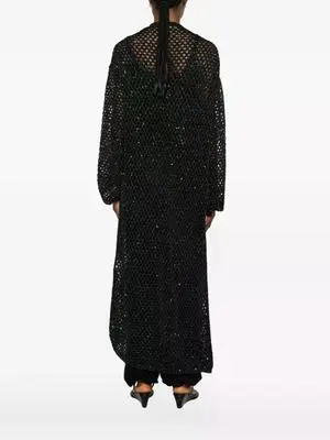 AKEP Sequin-embellished Open-knit Cardigan