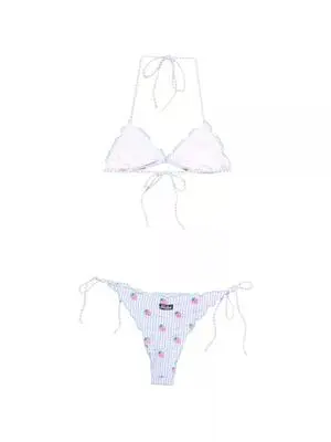 MC2 SAINT BARTH Strawberry Embroidered Bikini - Blue