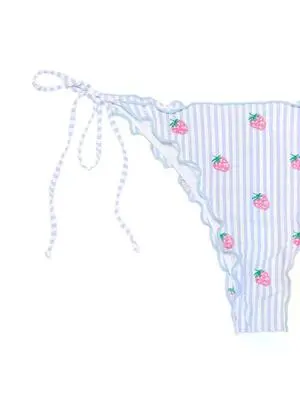 MC2 SAINT BARTH Strawberry Embroidered Bikini - Blue