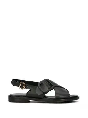 FRAU Crossover-strap Buckle-detail Flat Sandals - Black