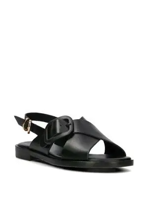 FRAU Crossover-strap Buckle-detail Flat Sandals - Black