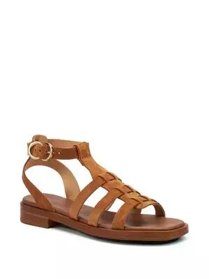 FRAU Suede Cage Sandals - Brown