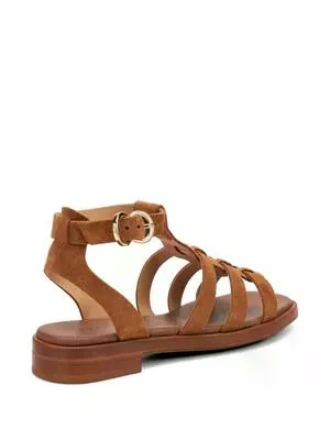FRAU Suede Cage Sandals - Brown