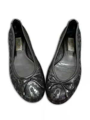 JIMMY CHOO Perforated Leather Ballet Flats With Bow Detail