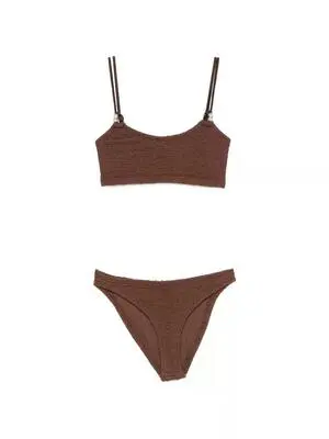 Hunza G Beaded Crinkle Bikini - Brown