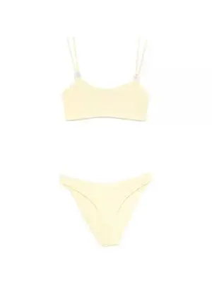 Hunza G Bead-embellished Seersucker Bikini - Yellow