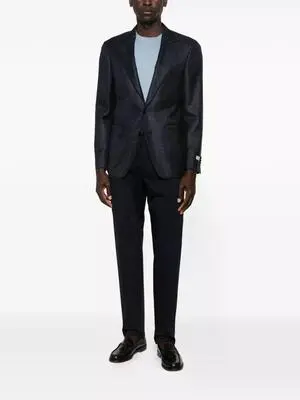 Canali Check-pattern Single-breasted Blazer - Blue