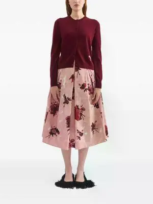Erdem Floral-embroidered Cardigan - Red