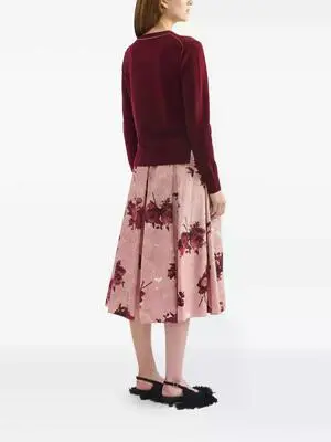 Erdem Floral-embroidered Cardigan - Red