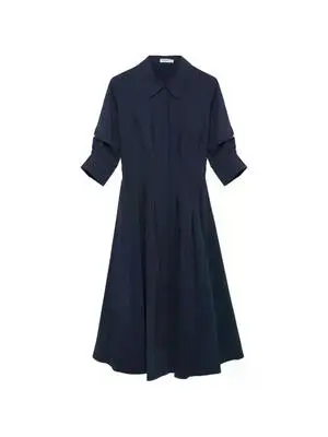 Simkhai Jazz Pintucked Cuffed Midi Dress - Blue
