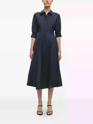 Simkhai Jazz Pintucked Cuffed Midi Dress - Blue