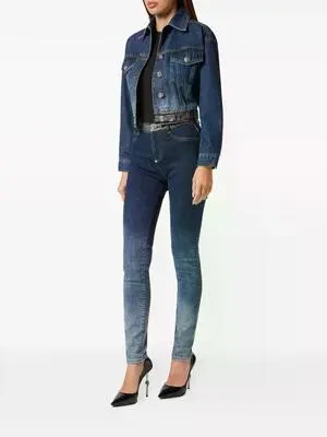 Philipp Plein Crystal Cropped Denim Jacket