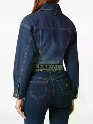 Philipp Plein Crystal Cropped Denim Jacket