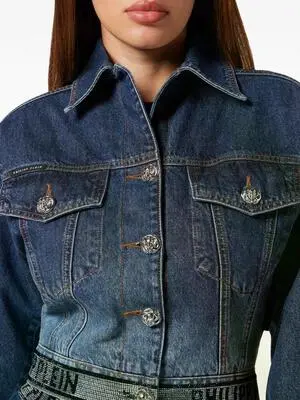 Philipp Plein Crystal Cropped Denim Jacket
