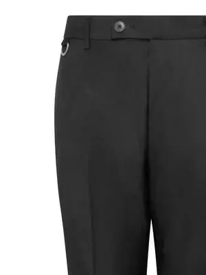 LOW BRAND Pleated Turn-up Trousers - Black