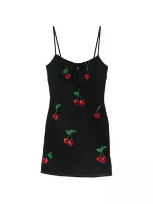 LESLIE AMON Sequin-embellished Cherry-motif Mini Dress