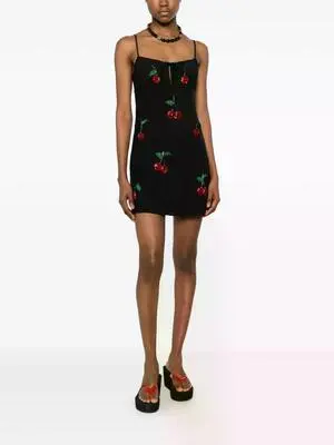 LESLIE AMON Sequin-embellished Cherry-motif Mini Dress