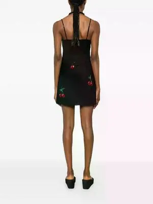 LESLIE AMON Sequin-embellished Cherry-motif Mini Dress