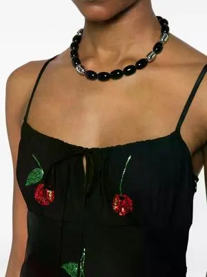 LESLIE AMON Sequin-embellished Cherry-motif Mini Dress