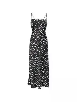 LESLIE AMON Polka-dot Slip Dress - Black