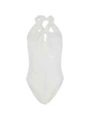 Federica Tosi Twist-detail Halterneck One-piece Swimsuit - White