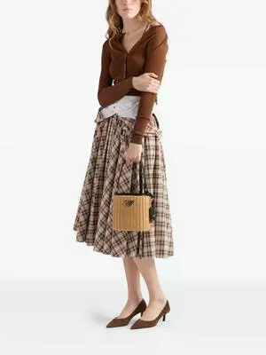 Prada Woven Bucket Bag With Leather Accents - Neutrals