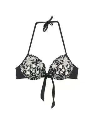 TWINSET Embroidered Halterneck Bikini Top - Black