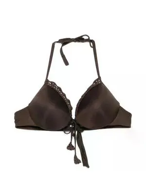 TWINSET Crochet-trim Halterneck Bikini Top - Brown