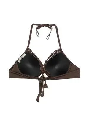 TWINSET Crochet-trim Halterneck Bikini Top