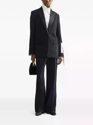 Erdem Satin-lapel Blazer With Logo Patch